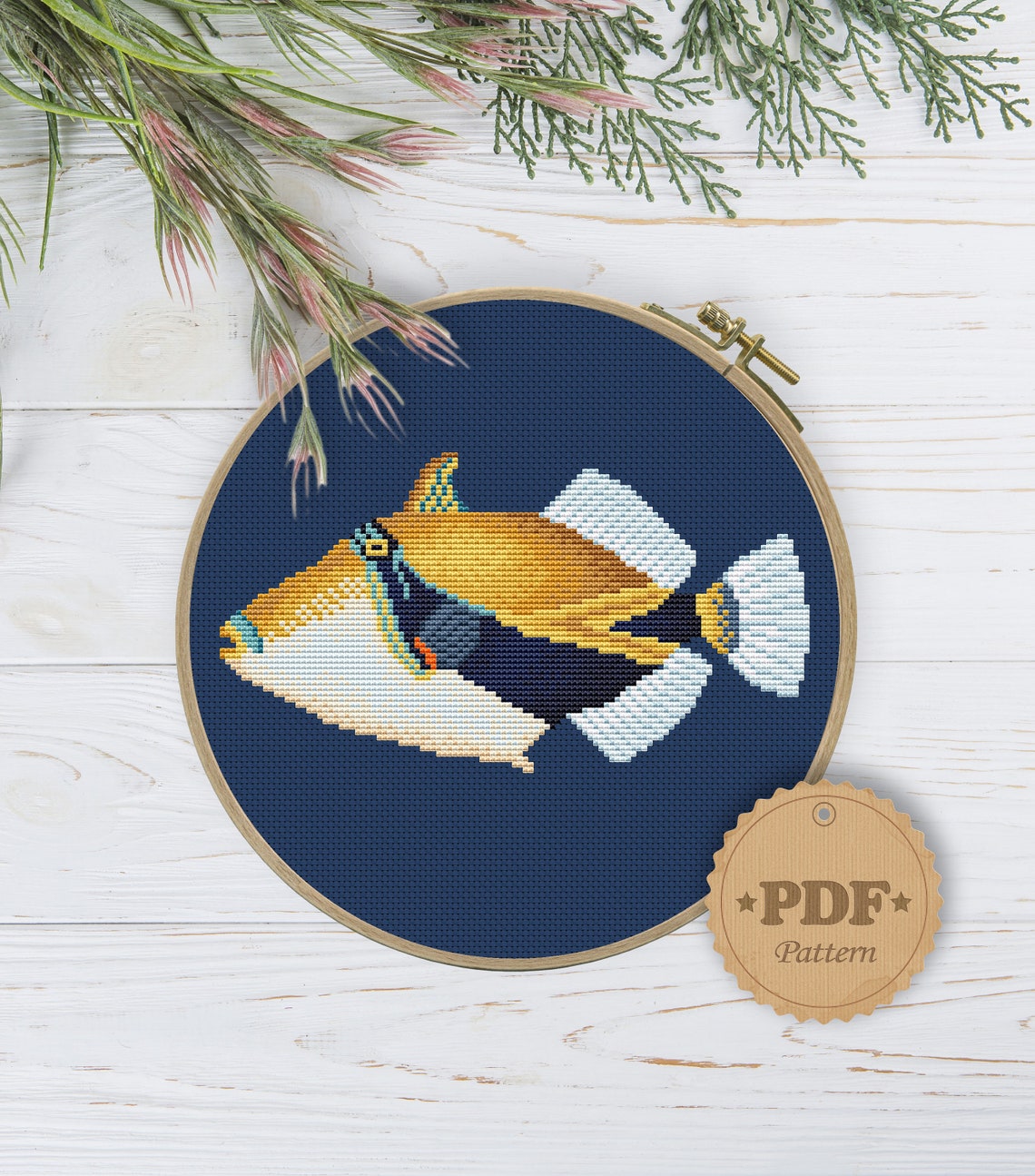 Trigger Reef Fish Cross Stitch Pattern Modern Cross Stitch - Etsy