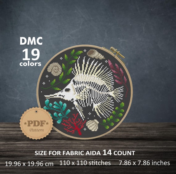 Butterflyfish Skeleton Cross Stitch Pattern Pdf Fish Bones - Etsy