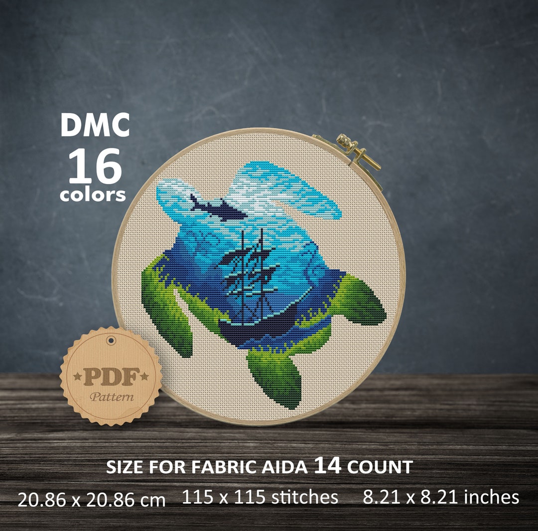 Sea Turtle Cross Stitch Pattern, Modern Cross Stitch PDF, Ship Cross ...