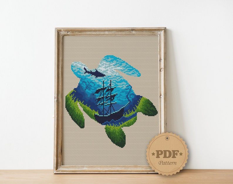 Sea Turtle Cross Stitch Pattern Modern Cross Stitch PDF Ship - Etsy