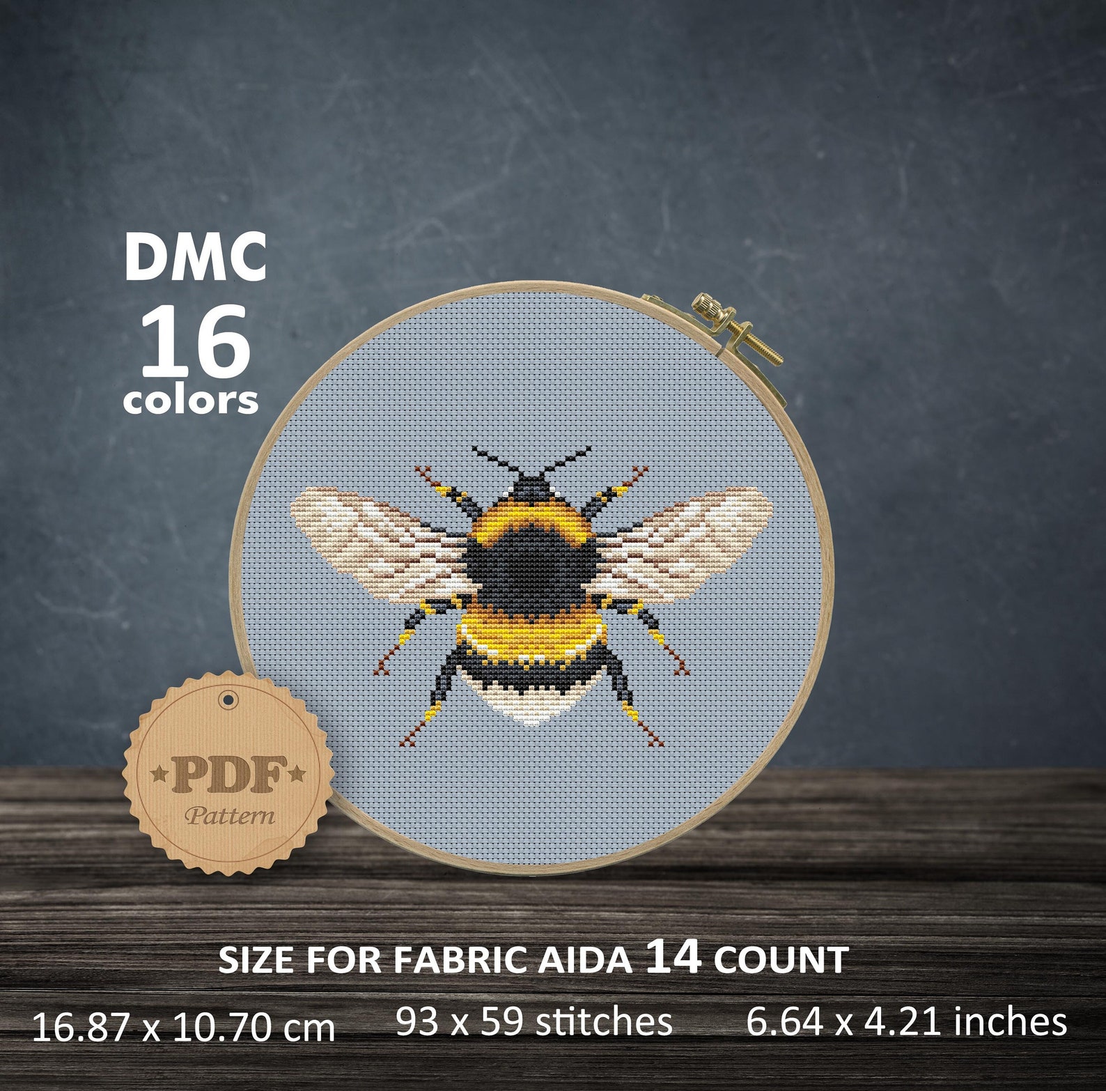 Bumblebee Cross Stitch Pattern: Honey Bee Embroidery (PDF Pattern) - Etsy
