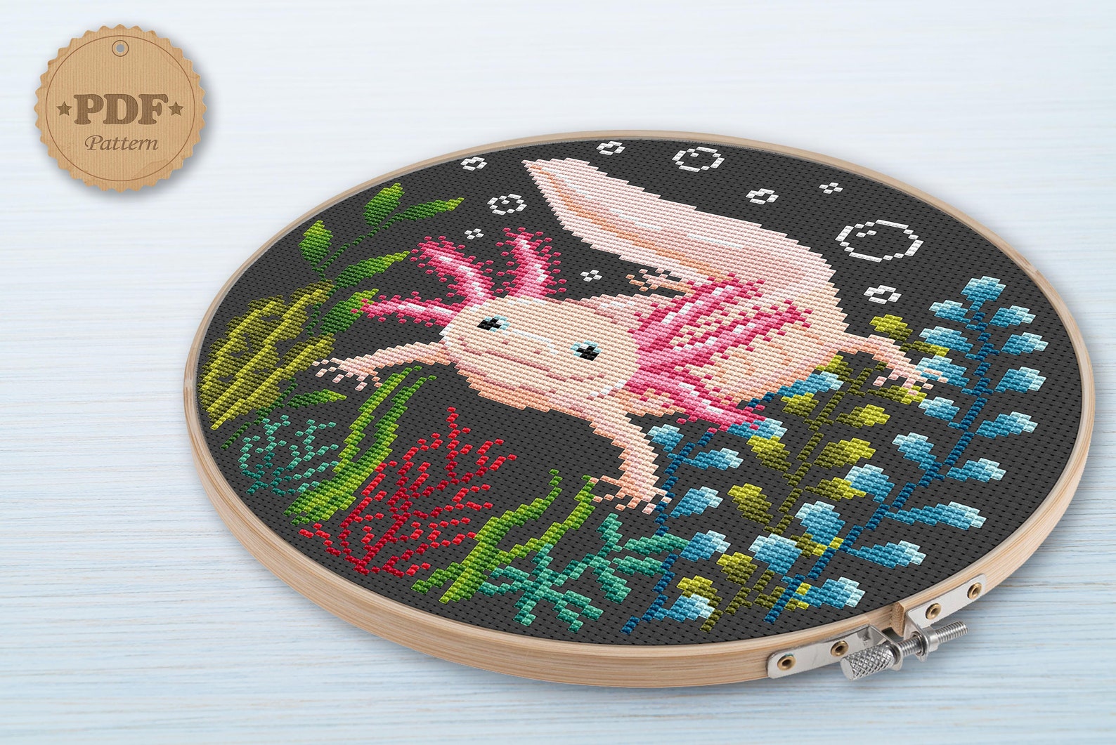 Axolotl Cross Stitch Pattern PDF Modern Cross Stitch Cute - Etsy