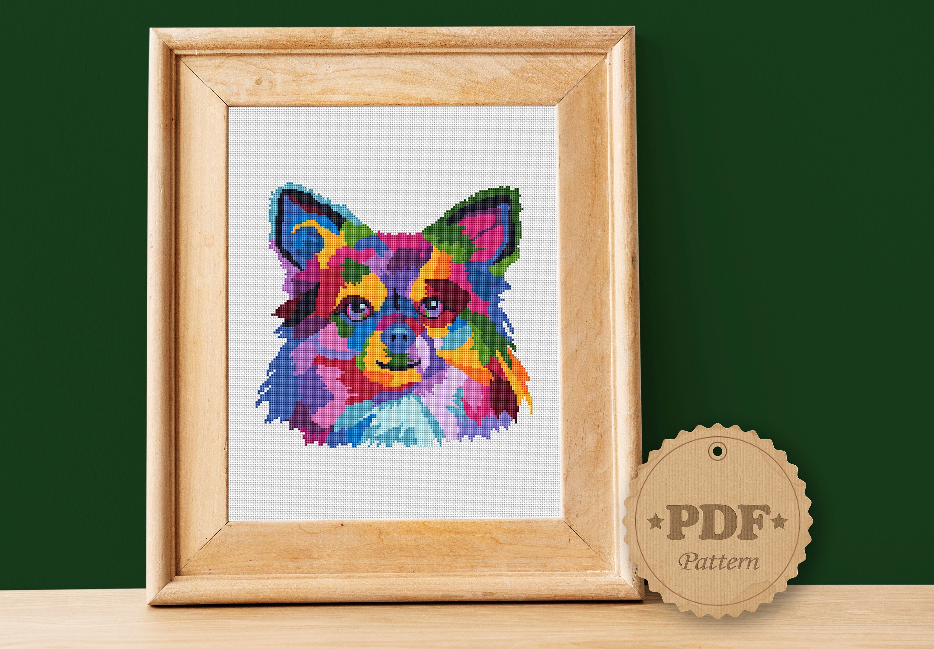 Color dog cross stitch pattern PDF Modern cross stitch | Etsy