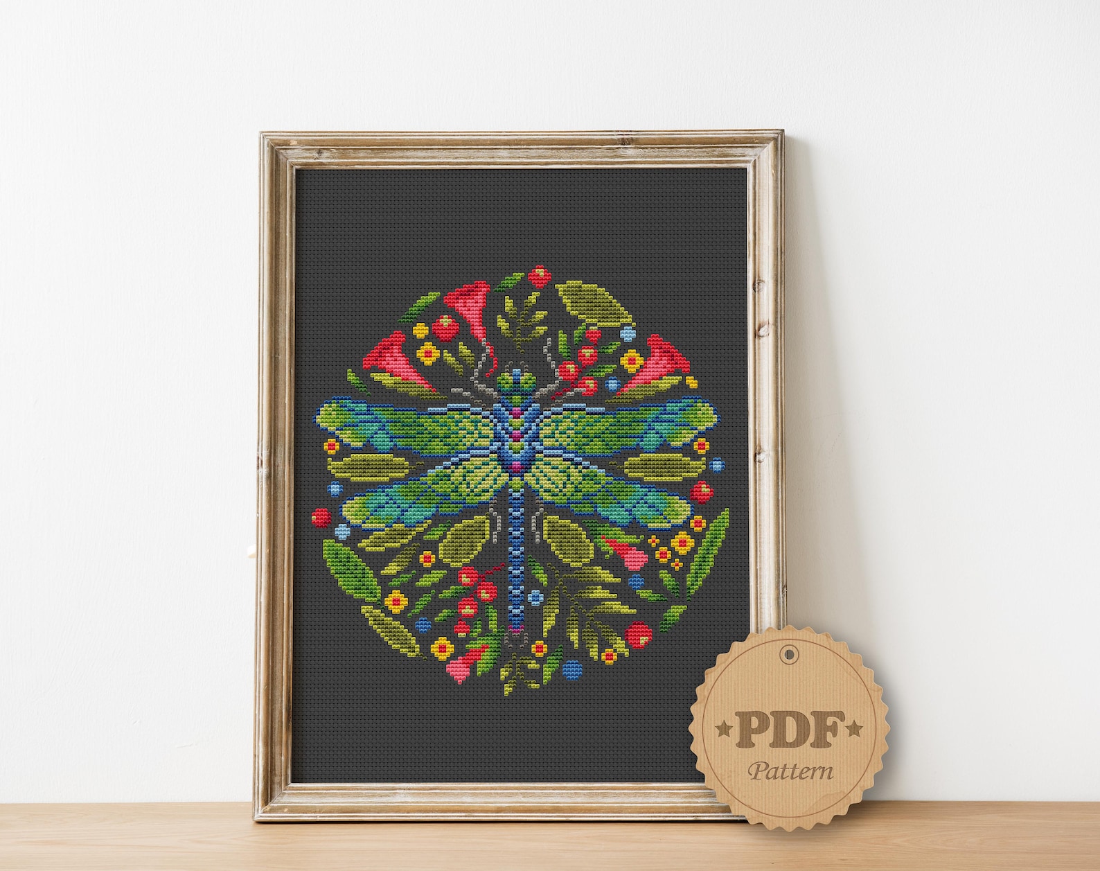 Dragonfly Cross Stitch Pattern Pdf Modern Cross Stitch | Etsy