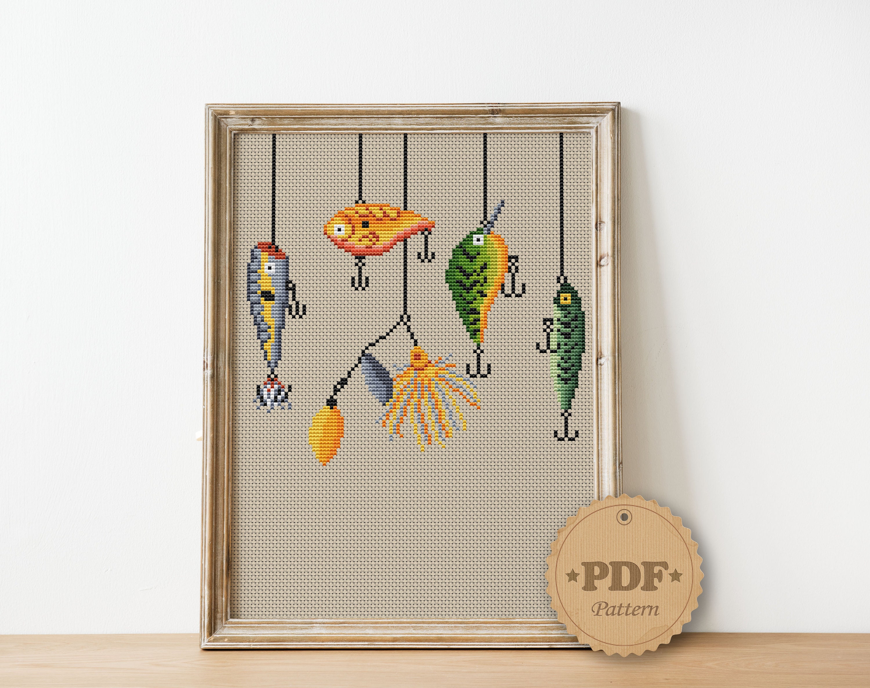 Fishing lovers cross stitch pattern Modern cross stitch | Etsy