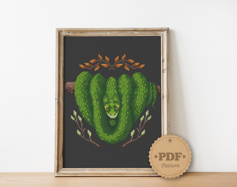 Green Snake Cross Stitch Pattern PDF Green Tree Python Cross - Etsy
