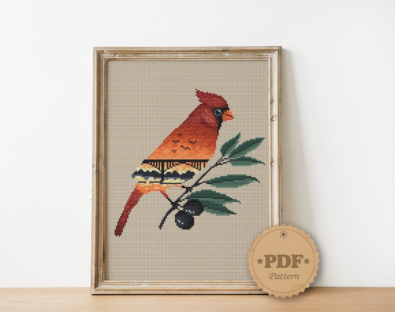 Red Cardinal Bird Cross Stitch Pattern Modern Cross Stitch - Etsy
