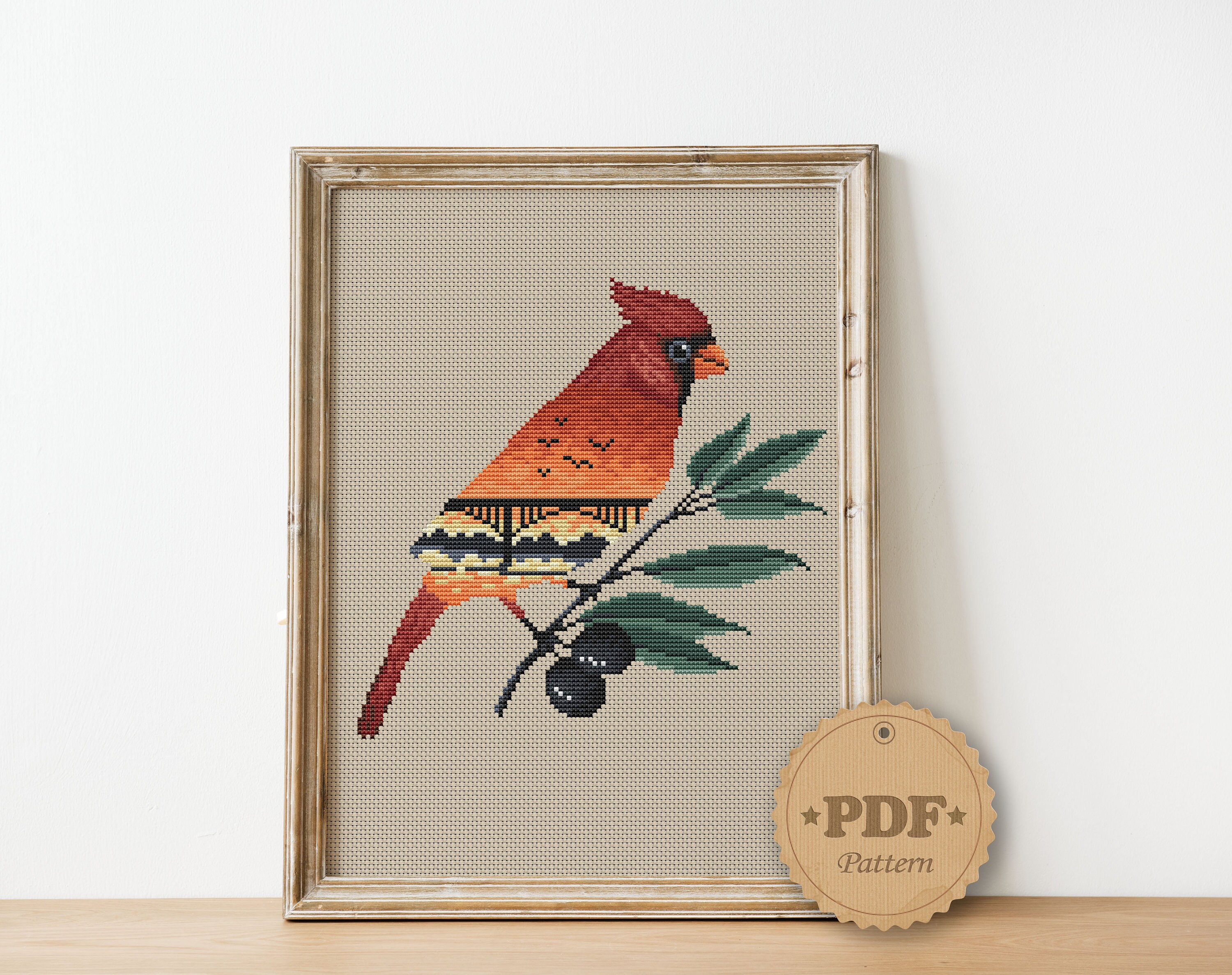 Red Cardinal Bird Cross Stitch Pattern Modern Cross Stitch - Etsy