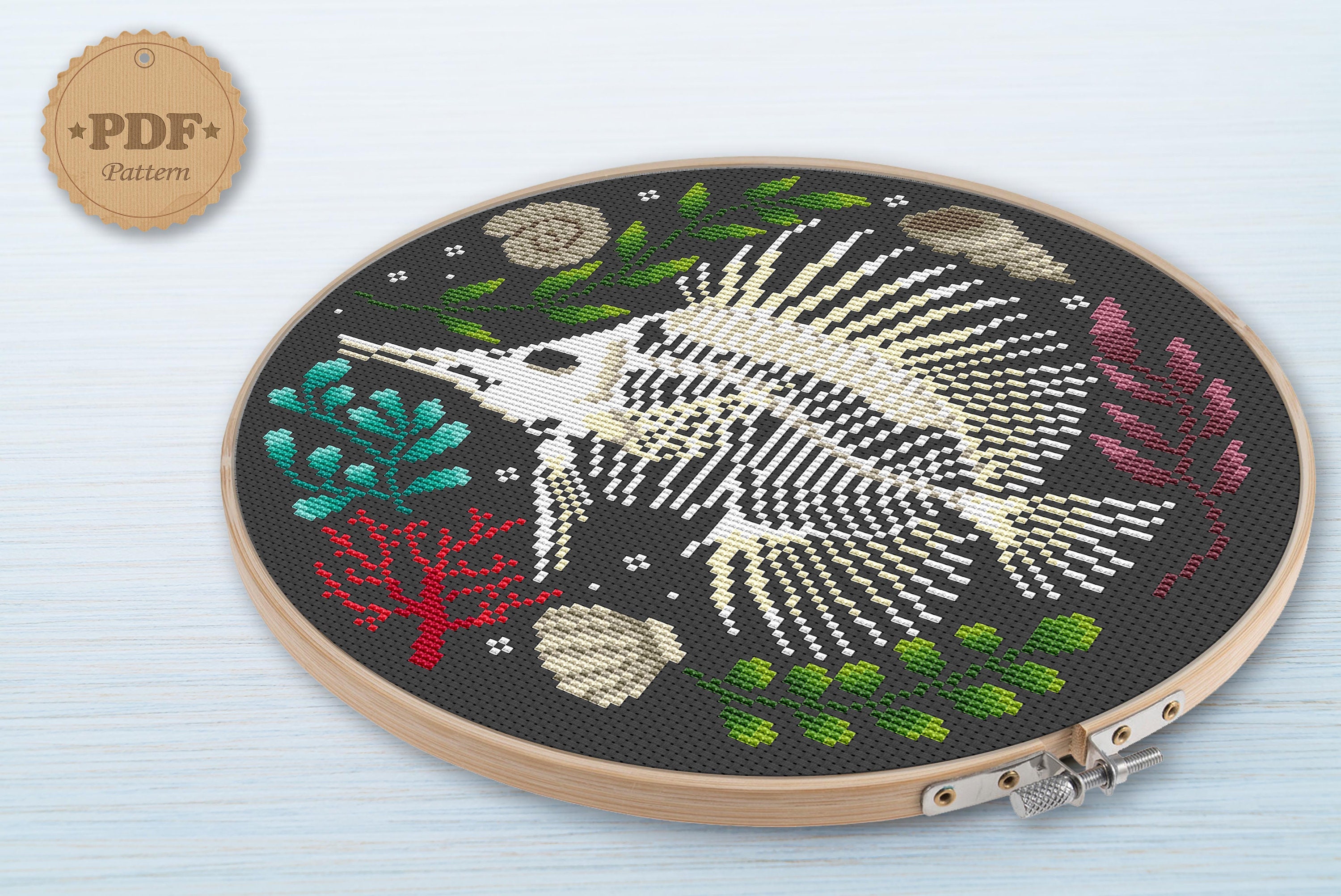Butterflyfish Skeleton Cross Stitch Pattern: Fish Bones, Shells (PDF ...
