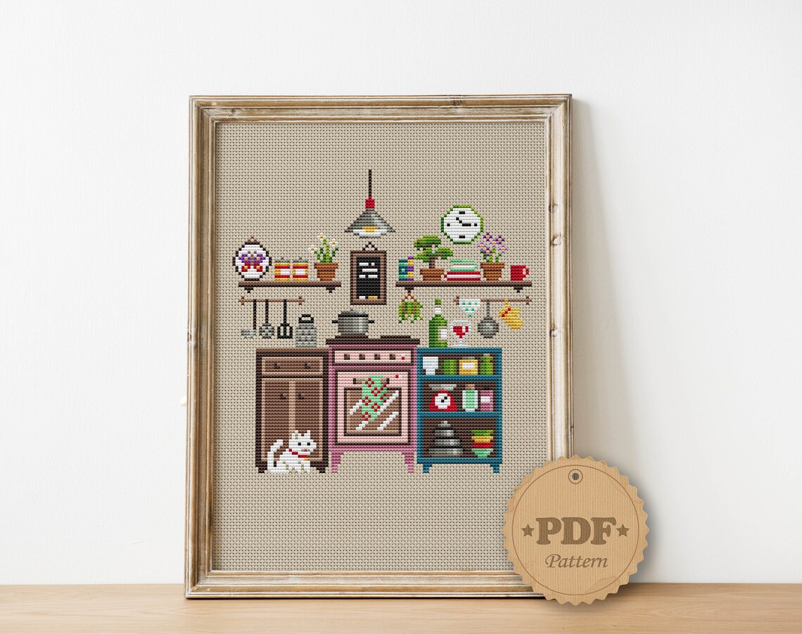 Kitchen Cross Stitch Pattern Pdf Cozy Kitchen Cross Stitch - Etsy