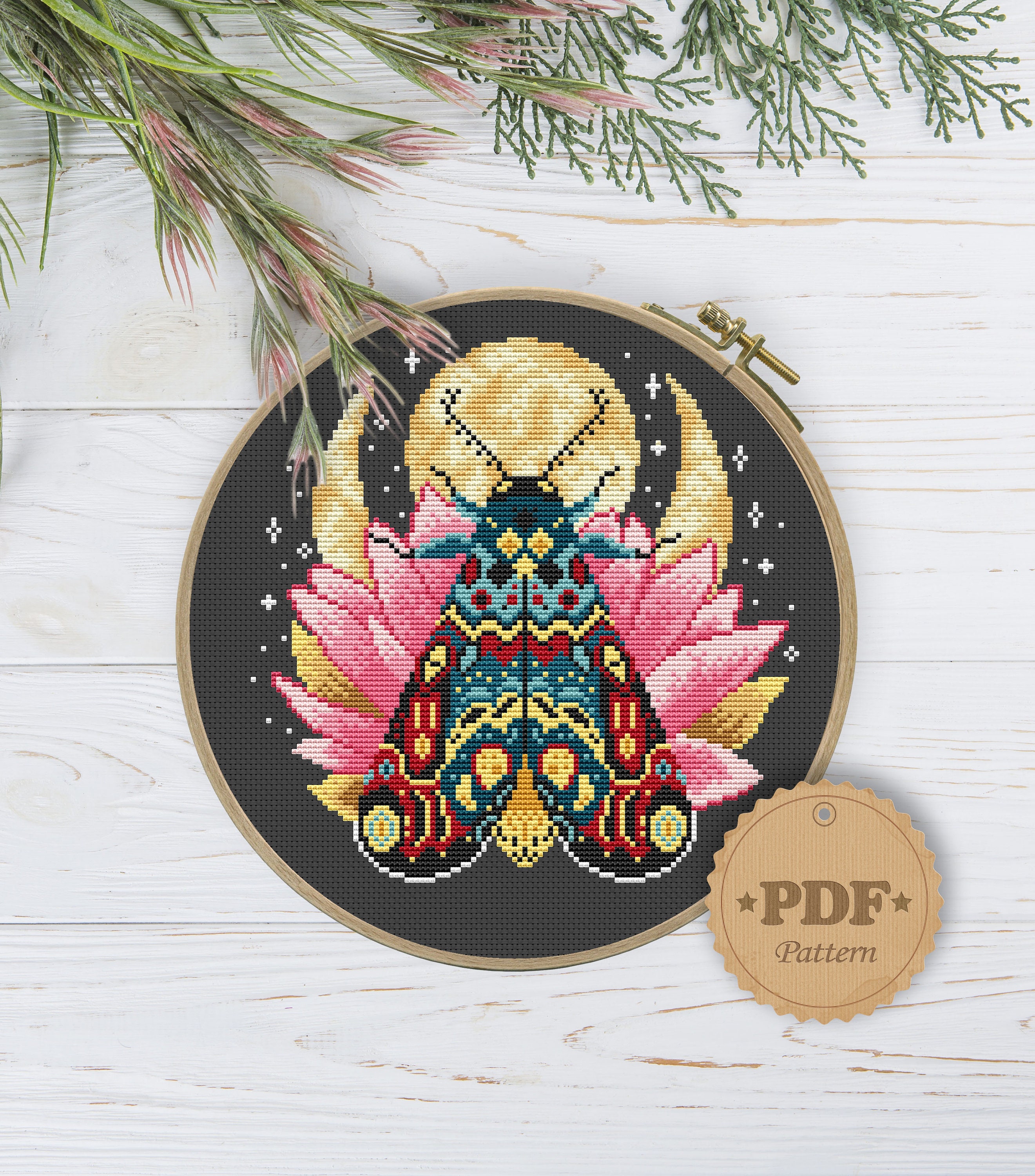 Luna Moth Cross Stitch Pattern Pdf Moon Phase Cross Stitch - Etsy