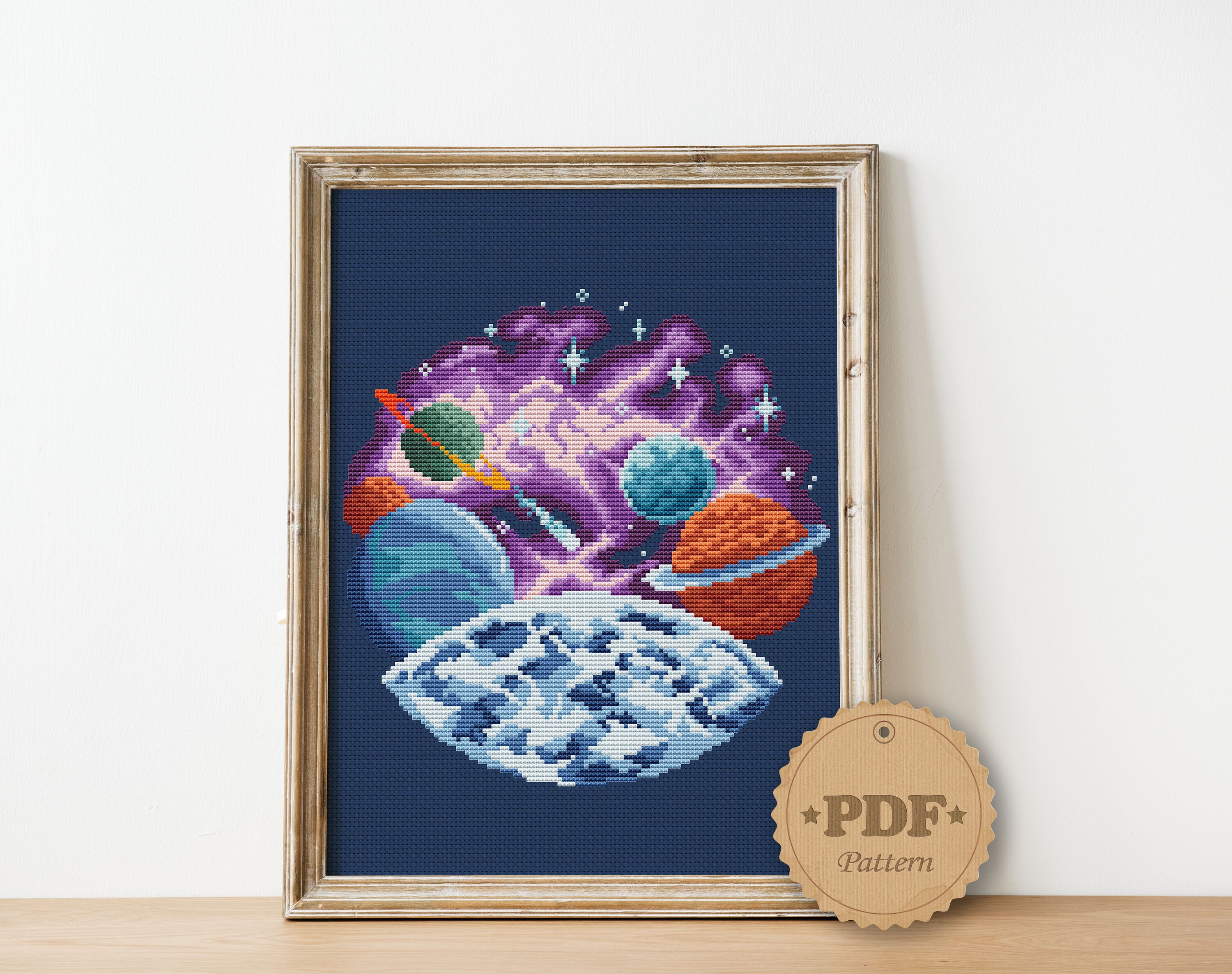 Planet cross stitch pattern Modern cross stitch Galaxy cross | Etsy