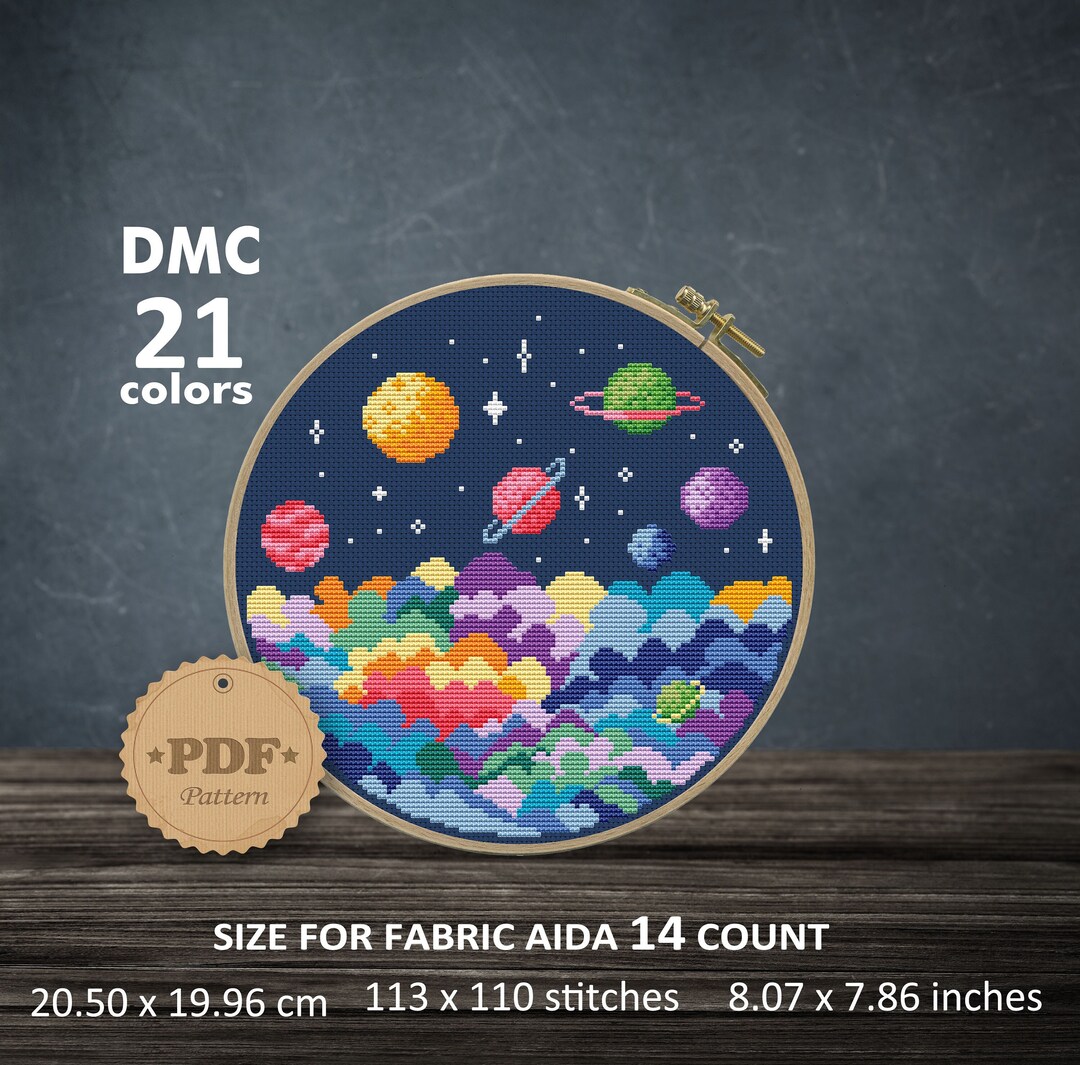 Planets Cross Stitch Pattern, Space Cross Stitch Pattern, Galaxy Cross ...