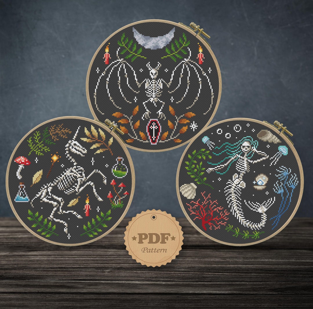 Mythical Skeleton Set Cross Stitch Pattern Pdf, Magic Cross Stitch ...