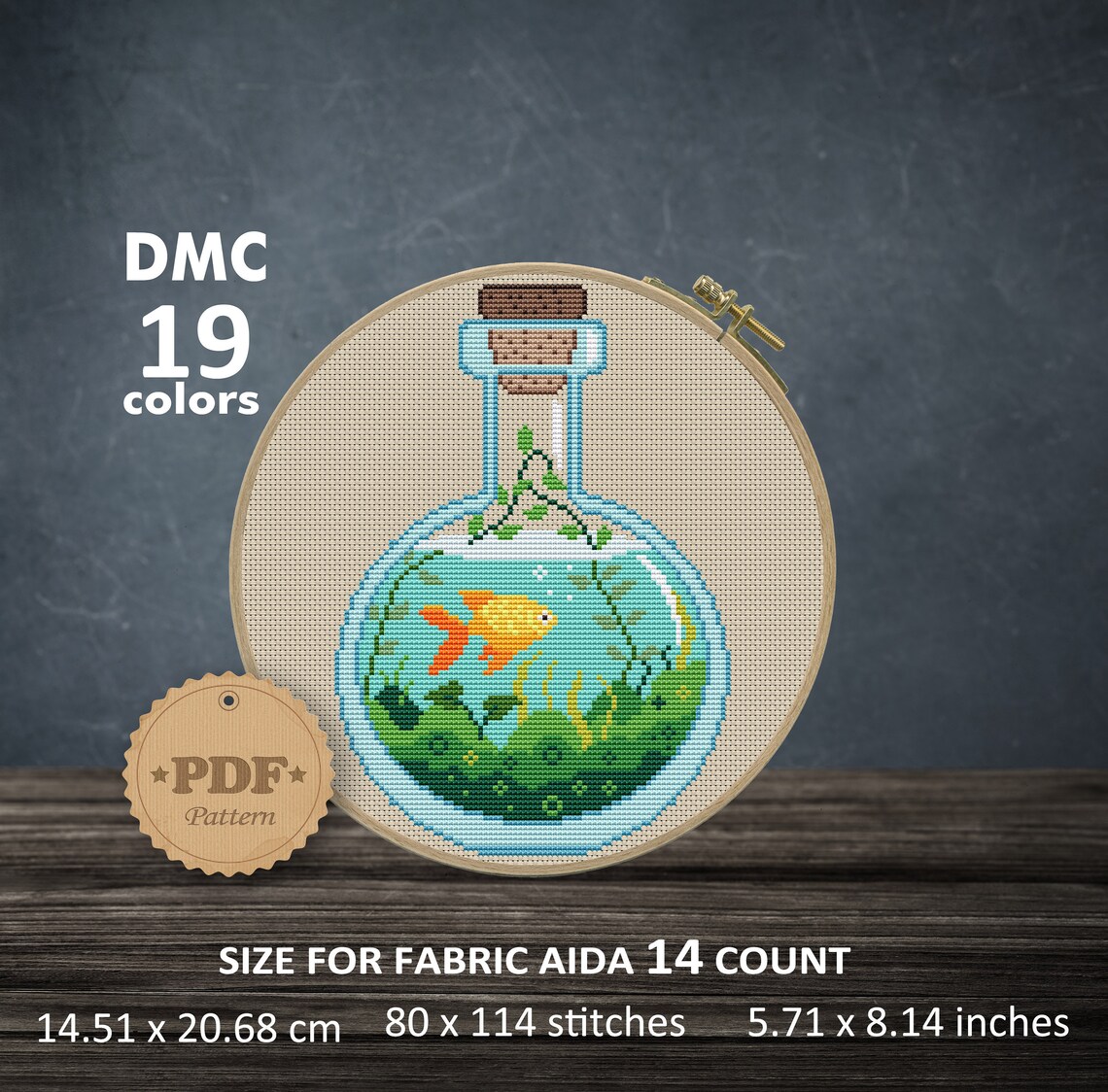 Aquarium Cross Stitch Pattern Modern Cross Stitch PDF Water | Etsy