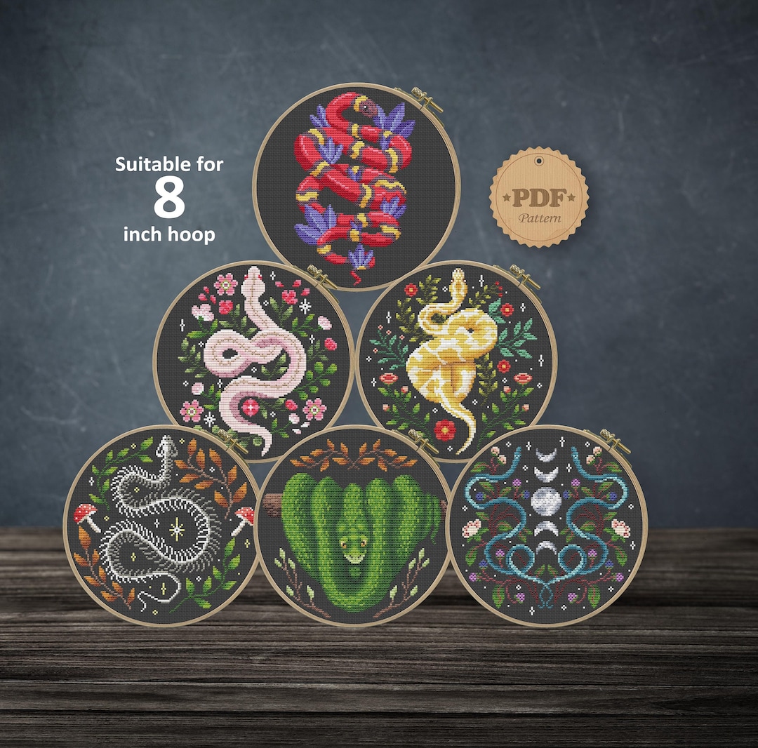 Big Snake Set Cross Stitch Pattern PDF, Modern Cross Stitch, Gothic ...