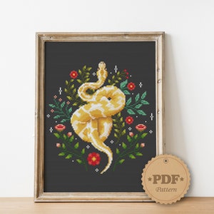 Yellow Snake Cross Stitch Pattern PDF, Ball Python Cross Stitch ...