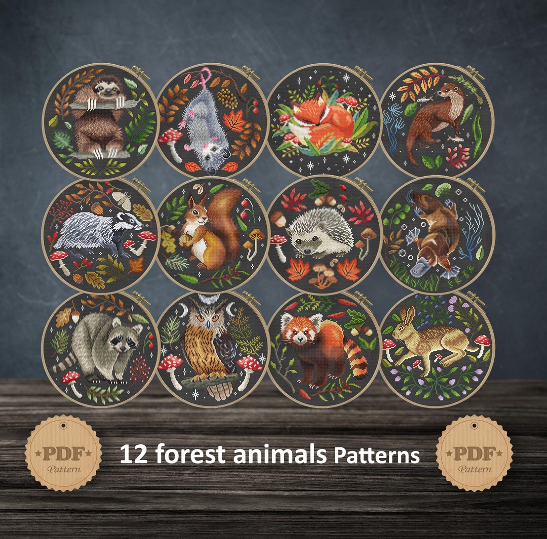 Forest Animals Cross Stitch Pattern Set, Cottagecore Decor (PDF Pattern ...