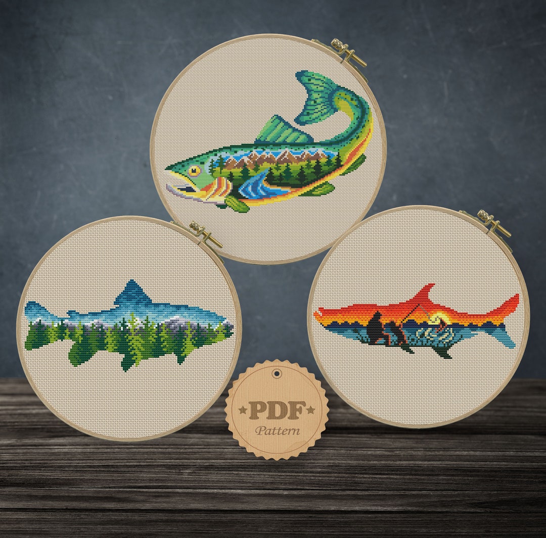 Set of Fishes Cross Stitch Pattern, Modern Cross Stitch Pattern PDF ...