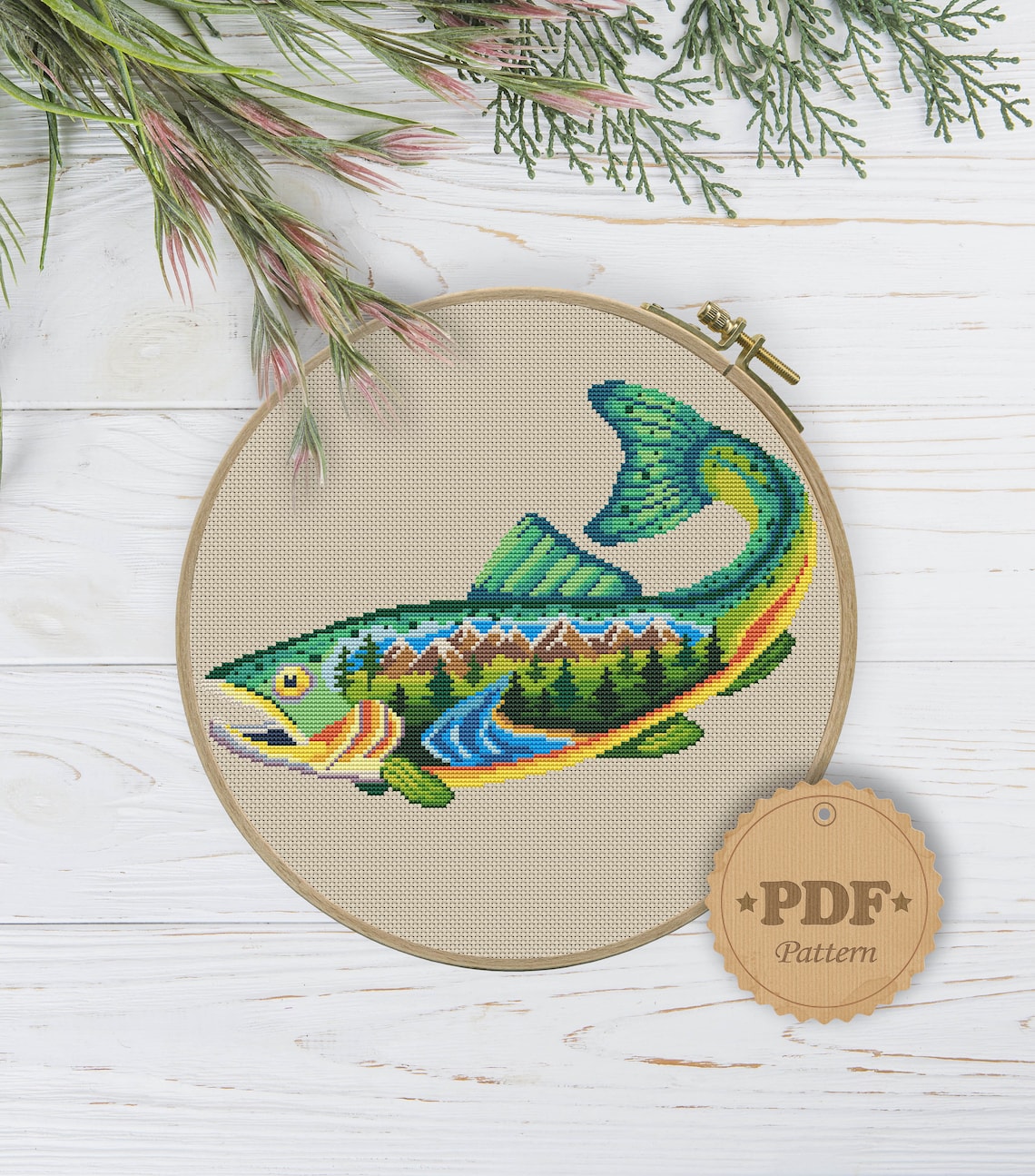 Fish Cross Stitch Pattern Modern Cross Stitch Pattern PDF - Etsy