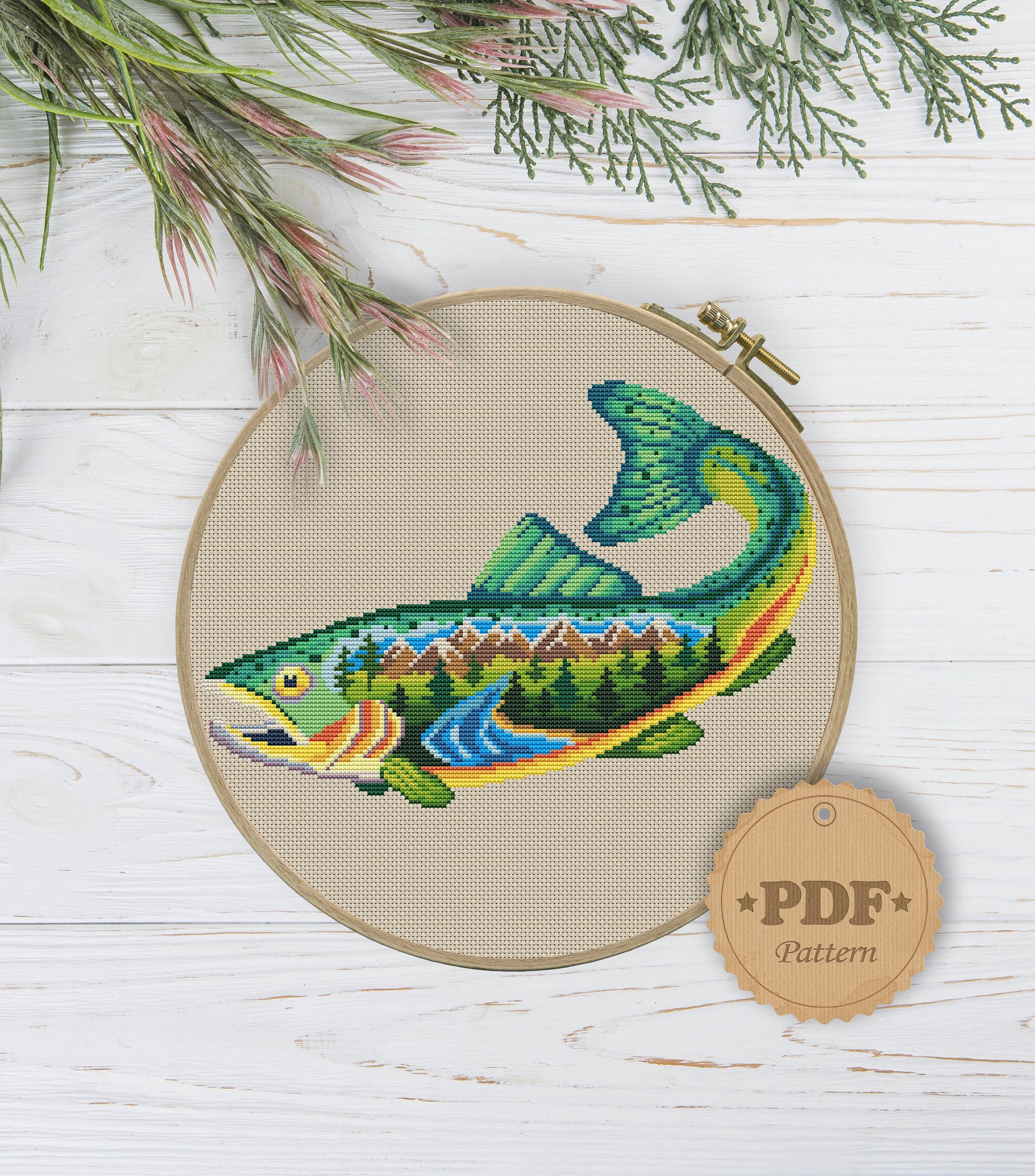 Fish Cross Stitch Pattern Modern Cross Stitch Pattern PDF - Etsy
