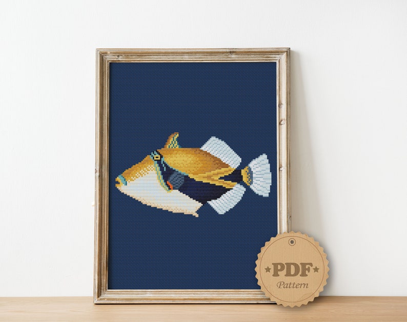 Trigger Reef Fish Cross Stitch Pattern Modern Cross Stitch - Etsy