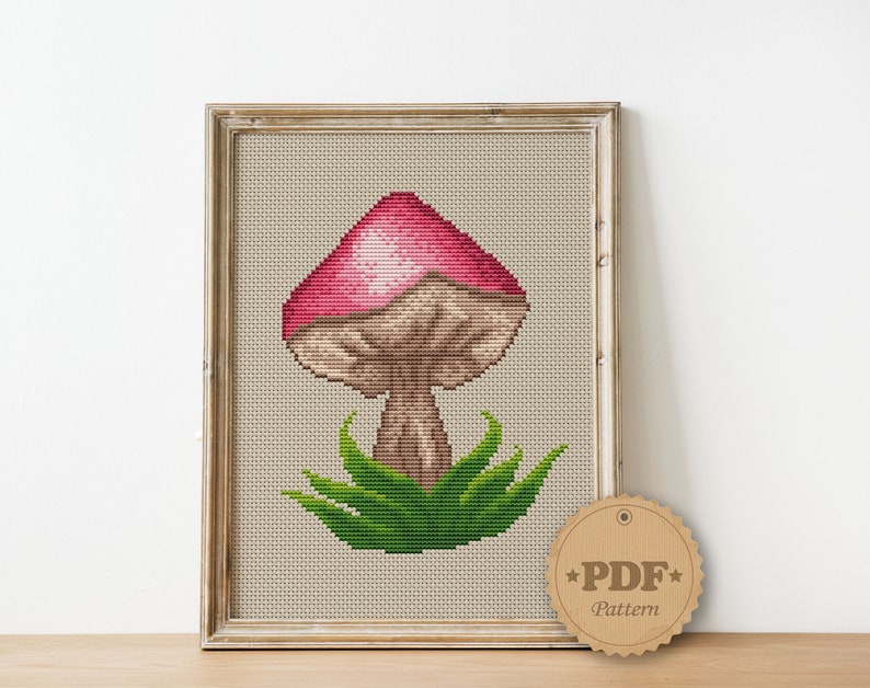 Mushroom Cross Stitch Pattern Pdf Modern Cross Stitch Grass - Etsy