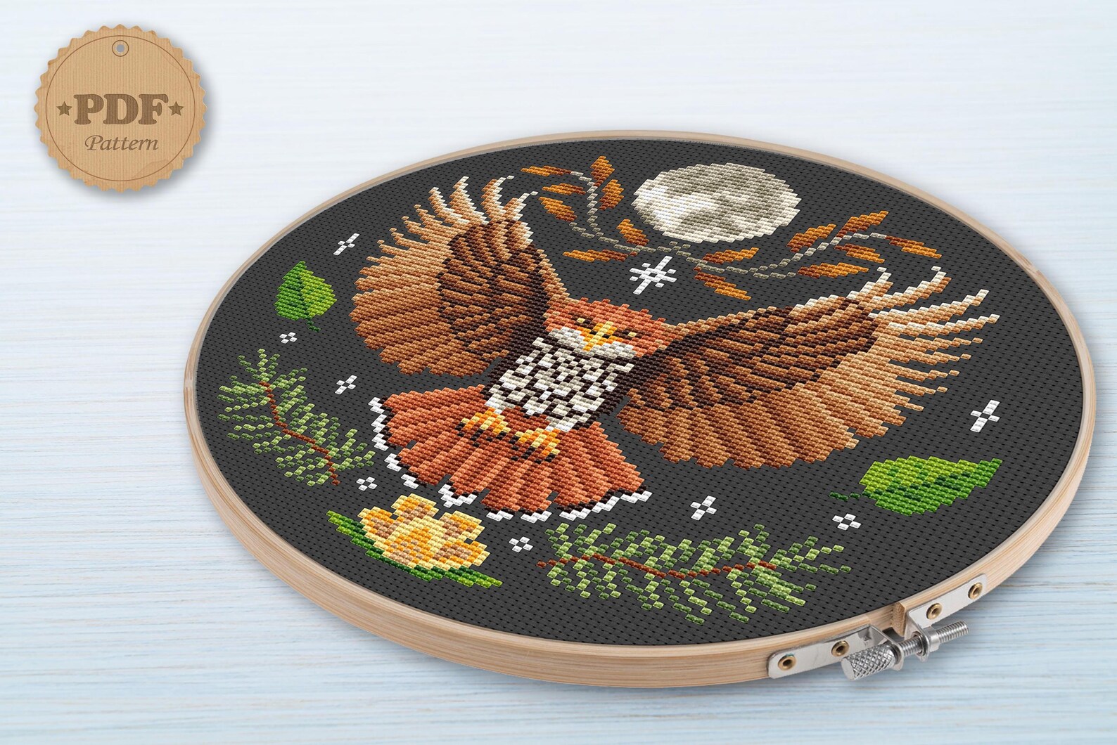 Red-tailed Hawk Cross Stitch Pattern: Modern Cottagecore Bird (PDF ...