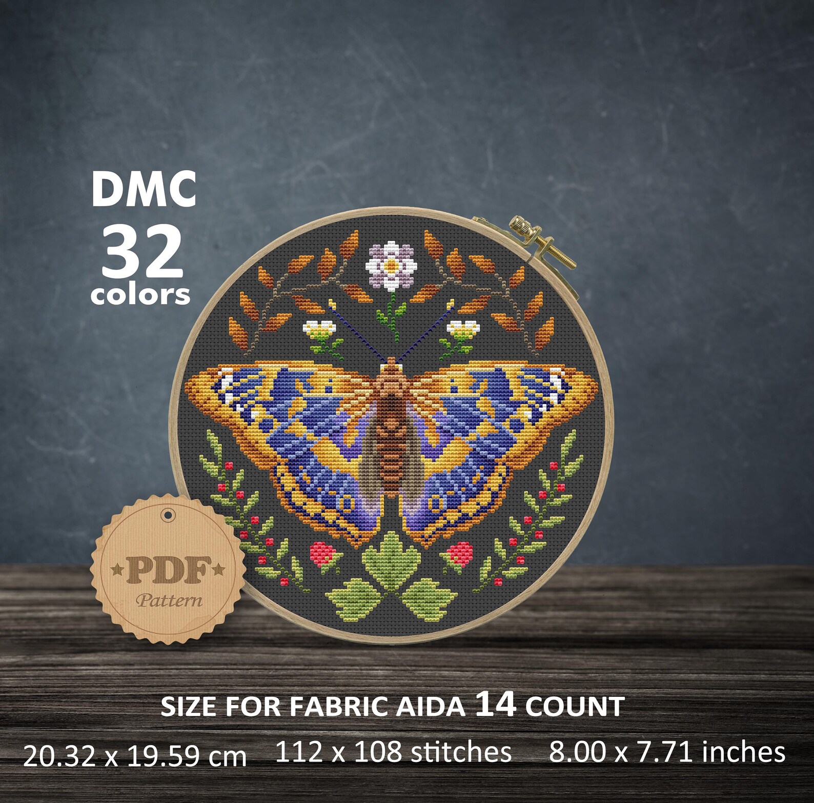 Butterfly Set Cross Stitch Pattern Pdf Floral Butterfly Cross - Etsy