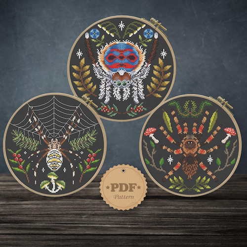 Spiders Set Cross Stitch Pattern Pdf Modern Cross Stitch - Etsy