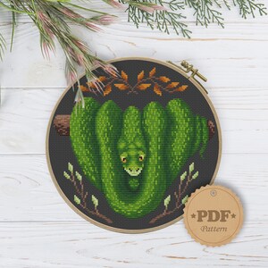 Green Snake Cross Stitch Pattern PDF, Green Tree Python Cross Stitch ...