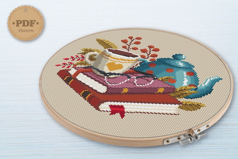 Book Lover's Set Cross Stitch Pattern Pdf Stack of Books | Etsy
