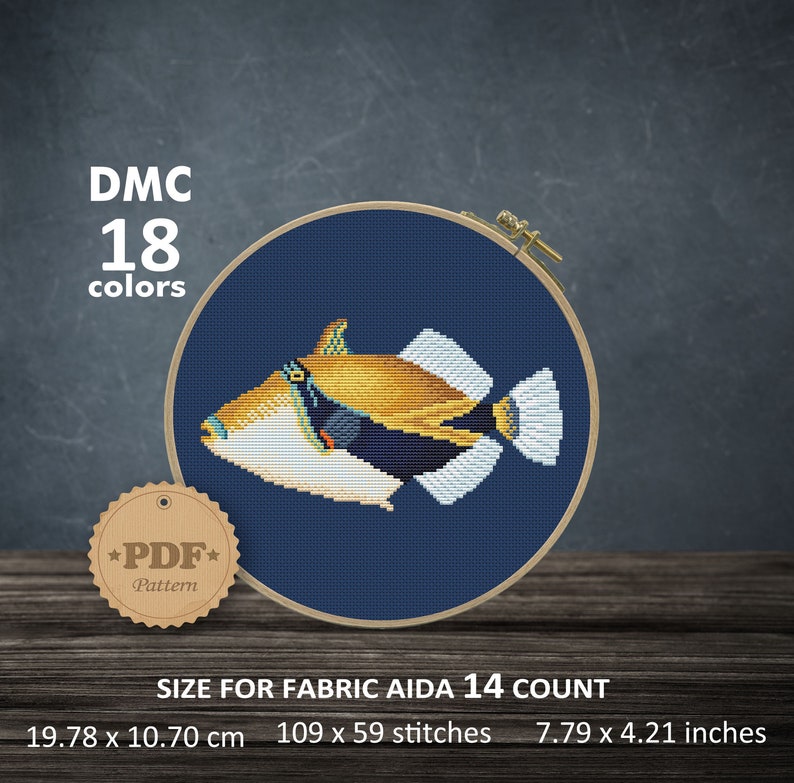 Trigger Reef Fish Cross Stitch Pattern Modern Cross Stitch - Etsy