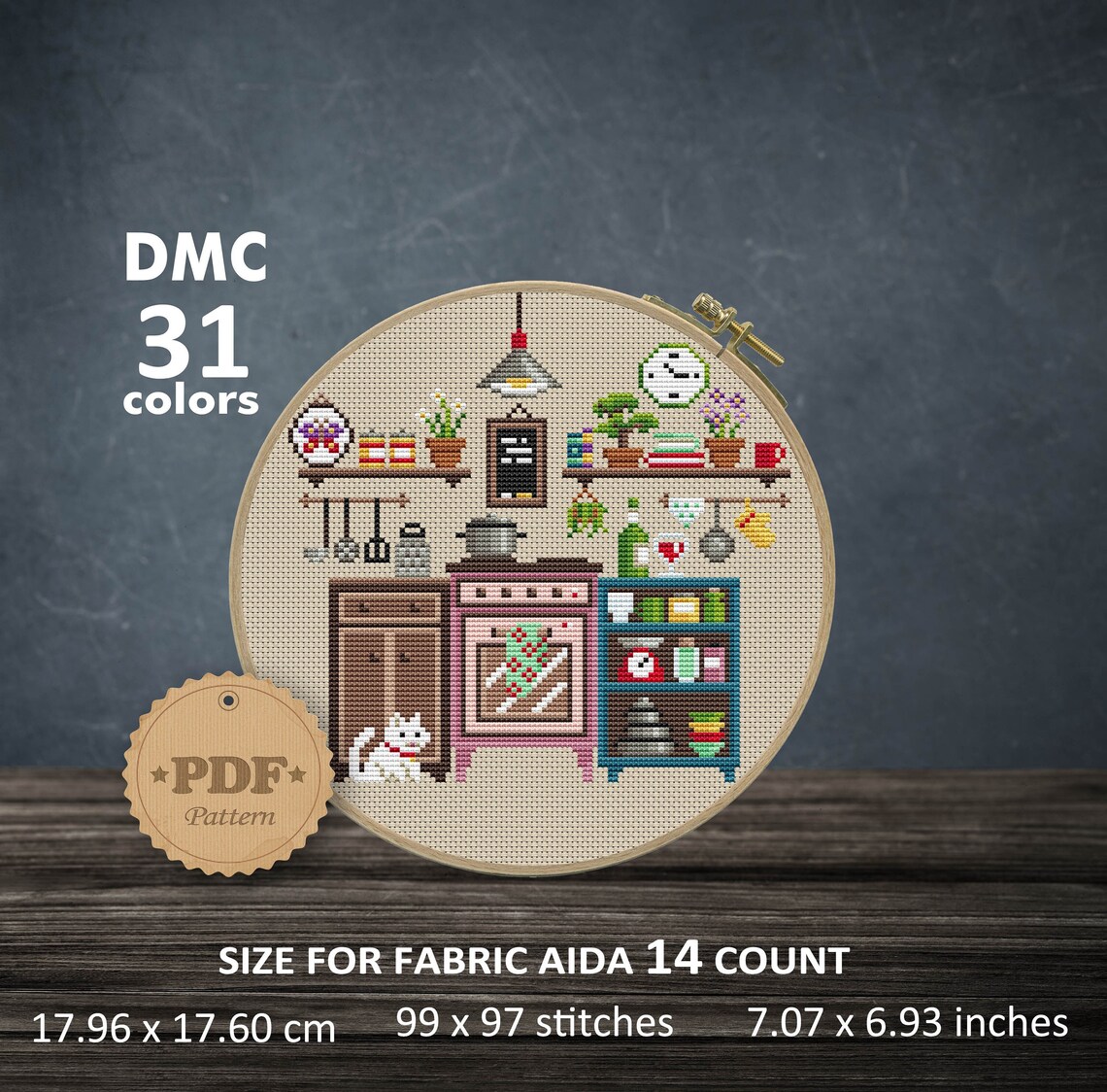 Kitchen Cross Stitch Pattern Pdf Cozy Kitchen Cross Stitch - Etsy