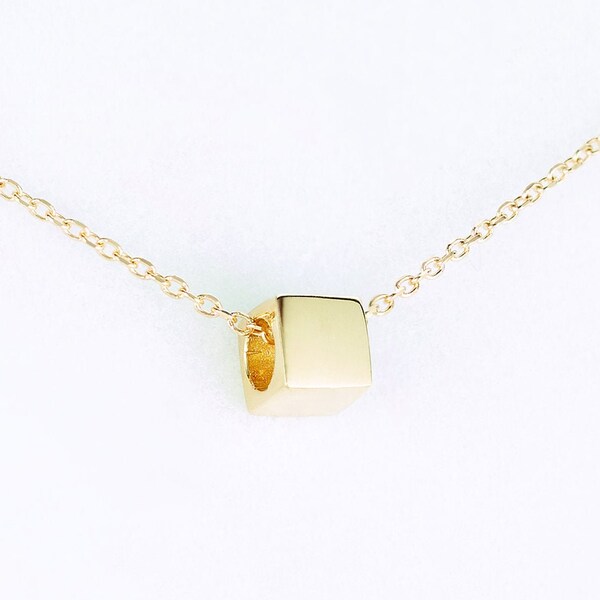 Gold Cube Necklace - Etsy
