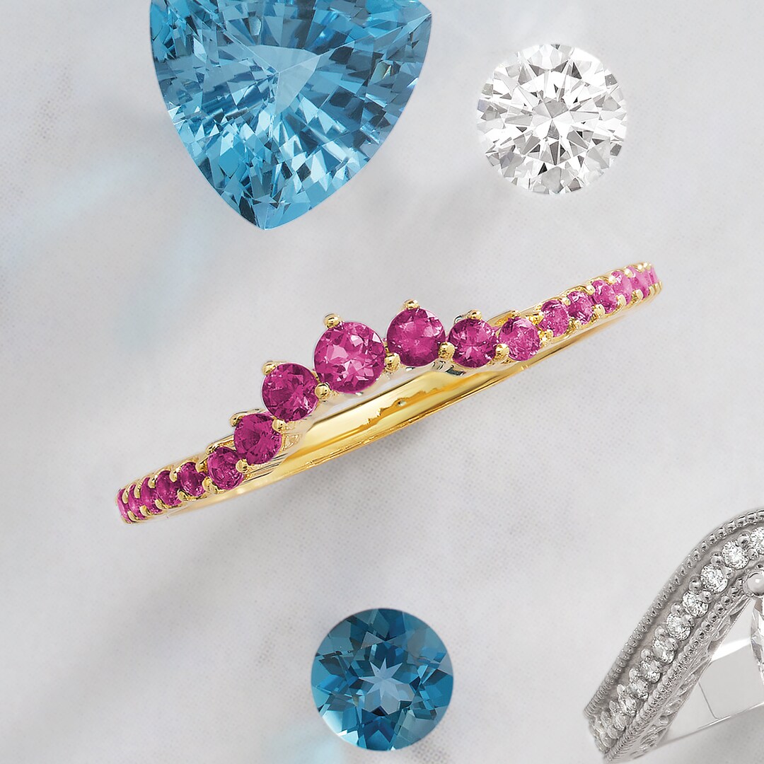 14K Gold Pink Tourmaline Graduated Contour Ring 14K Solid Gold Real ...