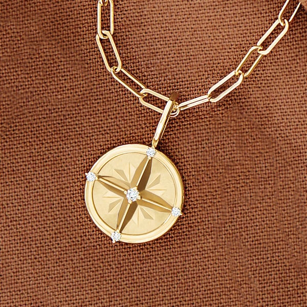 Diamond Compass Rose Necklace - Etsy