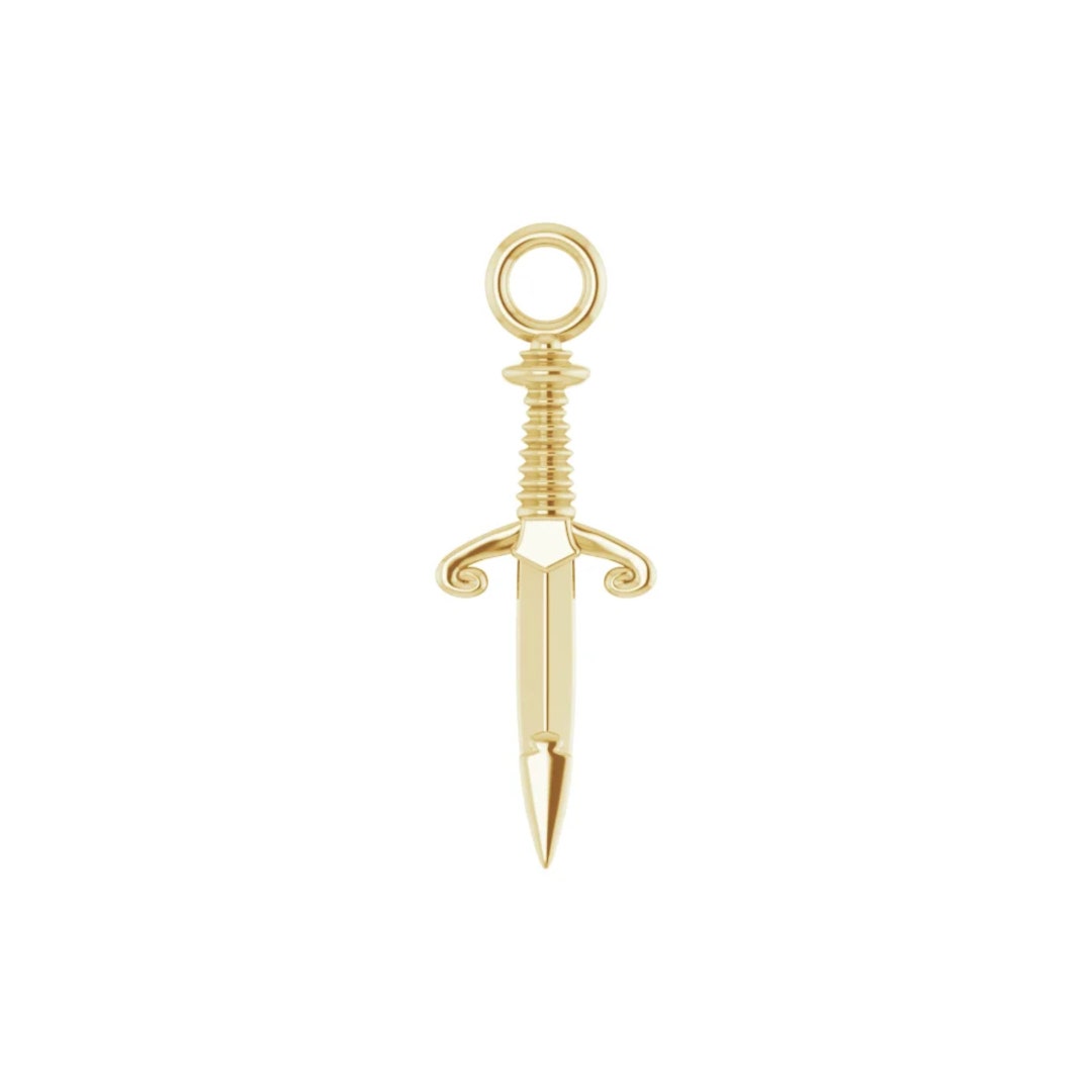 14K Gold Dagger Dangle - 14K Solid Gold Real Yellow Rose White Platinum ...
