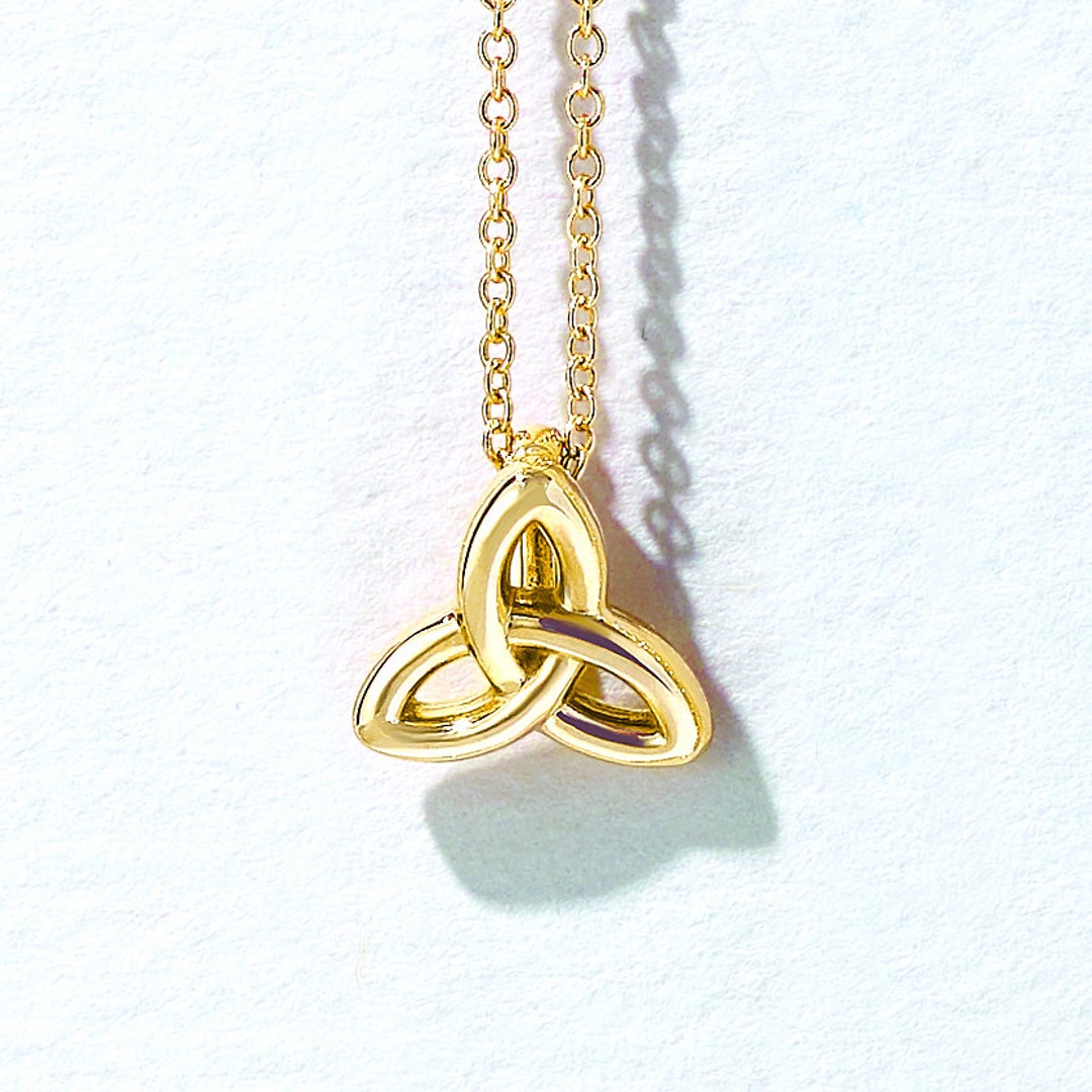 14K Gold Celtic Trinity Pendant - 14K Solid Gold Real Yellow White Rose Platinum Necklace Charm ...