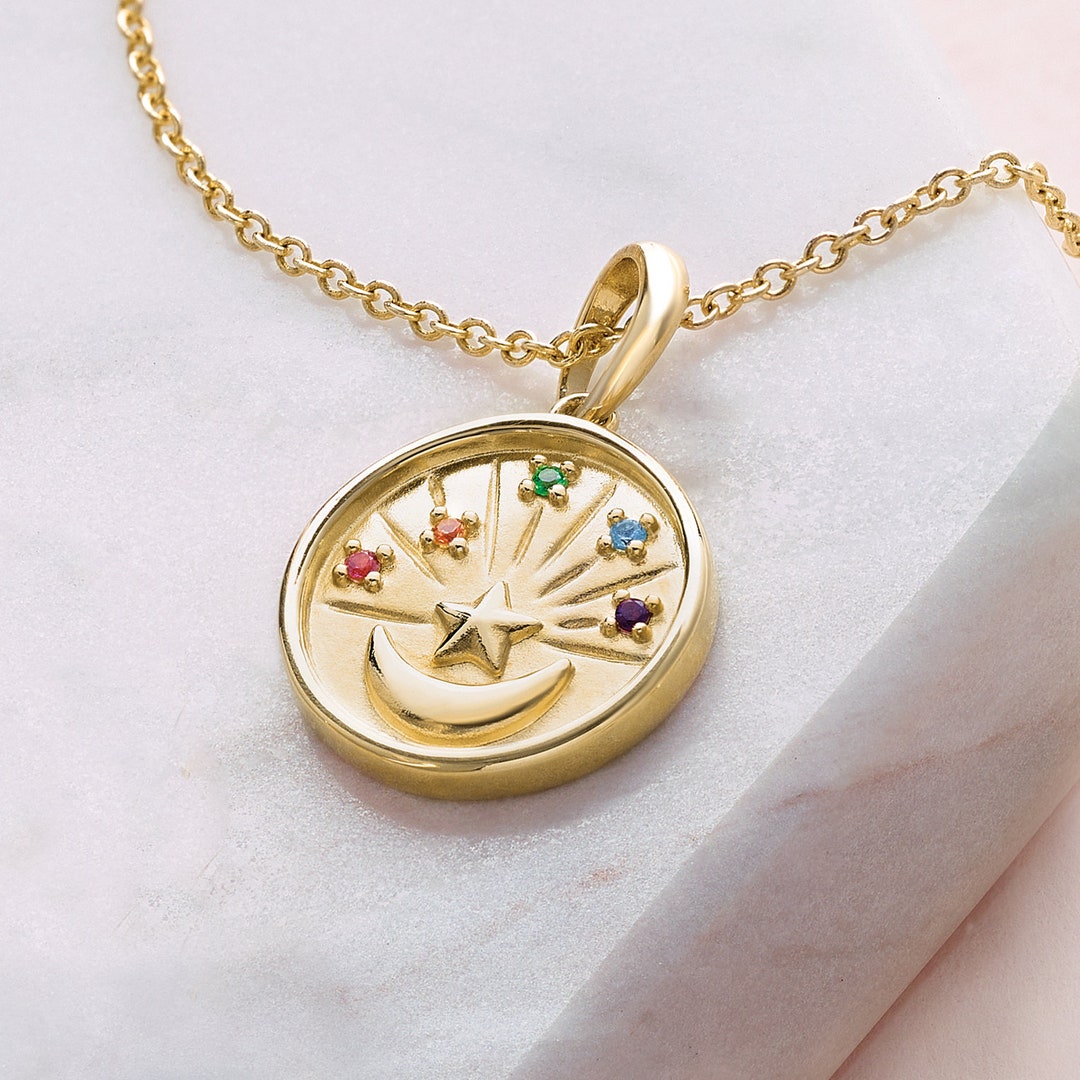 14K Gold Enchanted Coin Pendant - 14K Solid Gold Real 14KT Yellow White ...