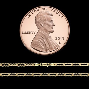 14K Solid Gold 1.5mm Flat Crinkle Chain 14KT 14K Pure Gold Yellow ...