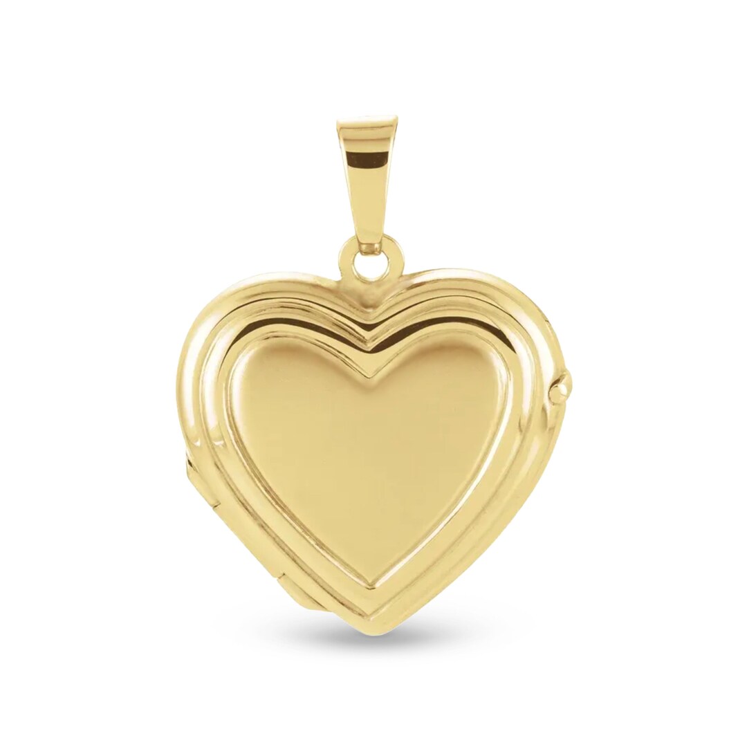14K Gold Heart Locket - 14K Solid Gold Real Photo Picture Personalized ...