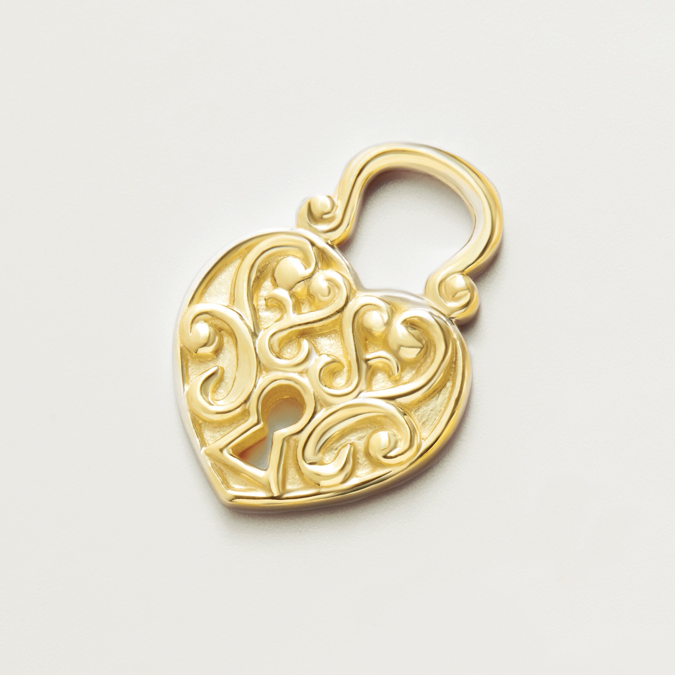 14K Gold Heart Lock Pendant - 14K Solid Gold Real 14KT Charm Necklace ...