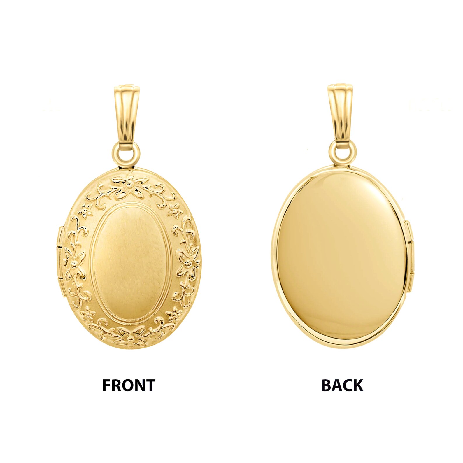 14K Gold Oval Locket - 14K Solid Gold Real Pendant Picture Photo ...