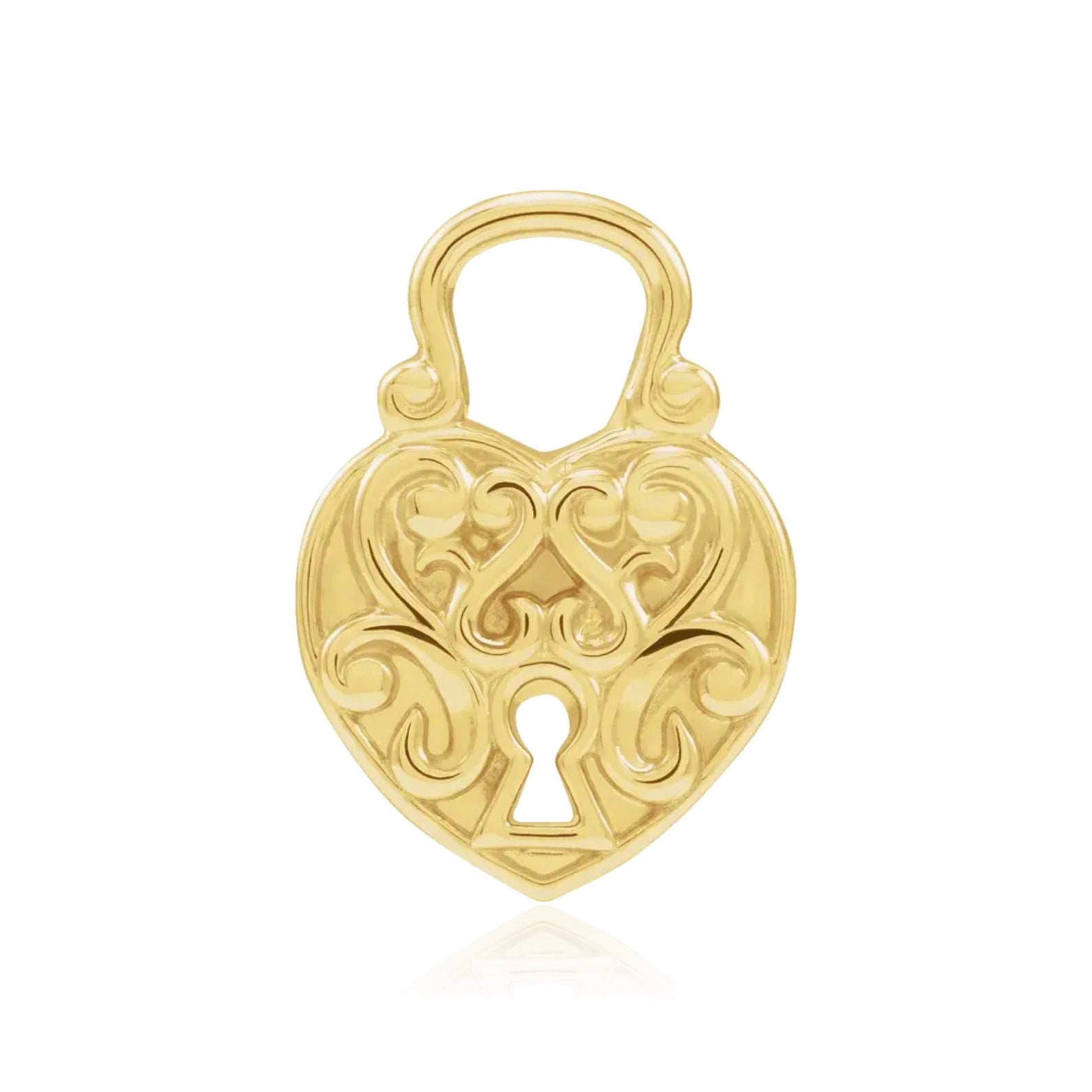 14K Gold Heart Lock Pendant - 14K Solid Gold Real 14KT Charm Necklace ...