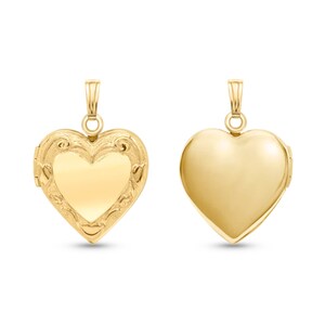 14K Gold Floral Heart Locket - 14K Solid Gold Real Picture Photo ...