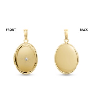 14K Gold Oval Locket W/ Diamond - 14K Solid Gold Real Picture Photo ...