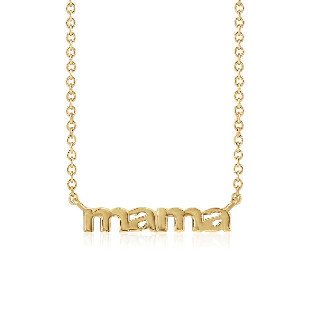 14K Gold Mama Necklace - 14K Solid Gold Real Yellow Rose White Mother's ...