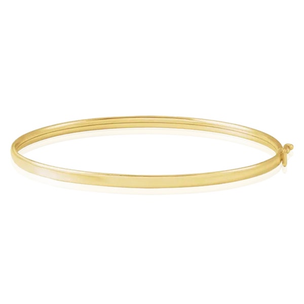 14k Solid Gold Oval Bangle Bracelet - Etsy