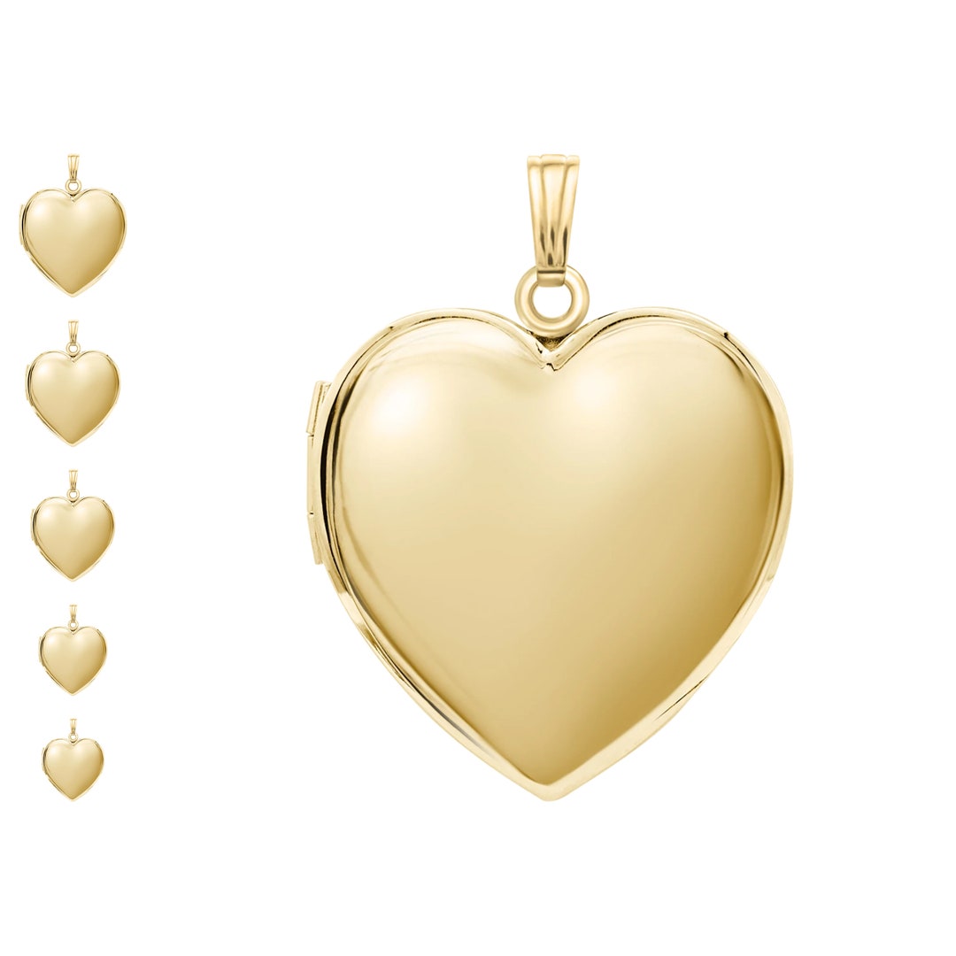 14K Gold Heart Locket Style 1 14KY 14KT 14K Solid Gold Real Pure Yellow ...